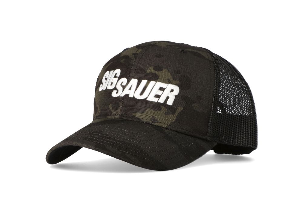 BLACK MULTICAM CAMO SIG SAUER 862 TRUCKER HAT